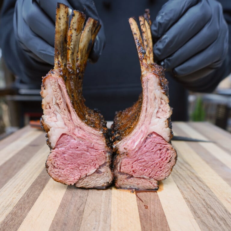 Grilled Rack of Lamb and Mint Chimichurri Sauce - Grillin With Dad